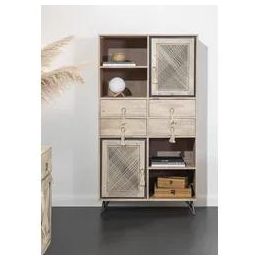 Highboard GUTMANN FACTORY, beige (natur), B:90cm H:165cm T:45cm, Sideboards, Highboard, Stauraumschrank, Breite 90 cm