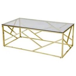 Couchtisch Salesfever "Glastisch mit stilvoller Eleganz", gold (gold, grau, gold, grau), B:120cm H:45cm T:60cm, Metall, Sicherheitsglas, Tische, Couchtisch, Edelstahlgestell - rostfrei und langlebig