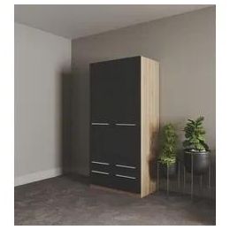Kleiderschrank Priess "Schrank Garderobe W&auml;scheschrank Barcelona in 5 Breiten", braun (eichefarben artisan, schwarz), B:94cm H:193cm T:54cm, Holzwerkstoff, Schr&auml;nke, Kleiderschrank, viel Stauraum, ger&auml;umige Schubk&auml;sten, mit Spiegel, MADE IN GERMANY