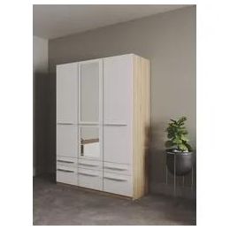 Kleiderschrank Priess "Schrank Garderobe W&auml;scheschrank Barcelona in 5 Breiten", wei&szlig; (eichefarben artisan, wei&szlig;), B:140cm H:193cm T:54cm, Holzwerkstoff, Schr&auml;nke, Kleiderschrank, viel Stauraum, ger&auml;umige Schubk&auml;sten, mit Spiegel, MADE IN GERMANY