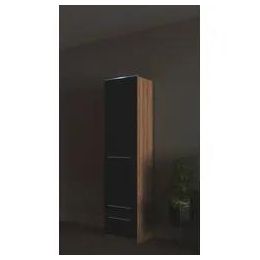 Kleiderschrank Priess "Schrank Garderobe W&auml;scheschrank Barcelona in 5 Breiten", braun (eichefarben artisan, schwarz), B:48cm H:193cm T:36cm, Holzwerkstoff, Schr&auml;nke, Kleiderschrank, viel Stauraum, ger&auml;umige Schubk&auml;sten, mit Spiegel, MADE IN GERMANY