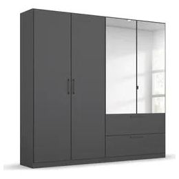 Dreht&uuml;renschrank OTTO HOME "Kleiderschrank Schrank Garderobe W&auml;scheschrank CHALLENGER", grau (graumetallic), B:181cm H:197cm T:54cm, Holzwerkstoff, Schr&auml;nke, Dreht&uuml;renschrank, mit Spiegelt&uuml;ren und ger&auml;umigen Schubladen MADE IN GERMANY