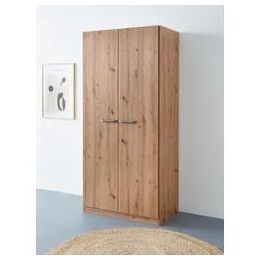 Dreht&uuml;renschrank Rauch "Kleiderschrank Schrank Garderobe W&auml;scheschrank VANDOR", braun (eiche artisan), B:91cm H:197cm T:54cm, Holzwerkstoff, Schr&auml;nke, Dreht&uuml;renschrank, in drei Breiten, H&ouml;he 197 cm, Griffe in Graumetallic MADE IN GERMANY