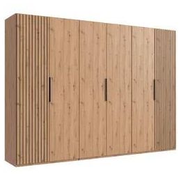 Dreht&uuml;renschrank wimex "Andorra by fresh to go", braun (artisan eiche nachbildung, akustikpaneel optik artisan eiche nachbildung), B:300cm H:216cm T:58cm, Holzwerkstoff, Schr&auml;nke, Dreht&uuml;renschrank, Mit 3D-Leisten f&uuml;r Akustikpaneel-Optik