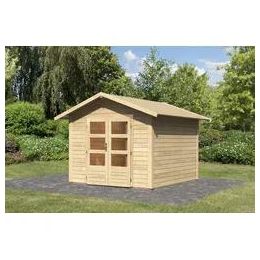 Woodfeeling Gartenhaus KARIBU "Talkau 6", beige (naturbelassen), ohne Fu&szlig;boden, ohne Dacheindeckung, Holzwerkstoff, Gartenh&auml;user, Gartenhaus