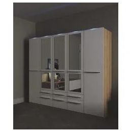 Kleiderschrank Priess "Schrank Garderobe W&auml;scheschrank Barcelona in 5 Breiten", wei&szlig; (eichefarben artisan, wei&szlig;), B:230cm H:193cm T:54cm, Holzwerkstoff, Schr&auml;nke, Kleiderschrank, viel Stauraum, ger&auml;umige Schubk&auml;sten, mit Spiegel, MADE IN GERMANY