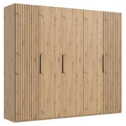 Dreht&uuml;renschrank wimex "Andorra by fresh to go", braun (artisan eiche nachbildung, akustikpaneel optik artisan eiche nachbildung), B:250cm H:216cm T:58cm, Holzwerkstoff, Schr&auml;nke, Dreht&uuml;renschrank, Mit 3D-Leisten f&uuml;r Akustikpaneel-Optik