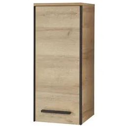 H&auml;ngeschrank SAPHIR "Quickset 395 Wand-Badschrank 30 cm breit mit 1 T&uuml;r und 2 Einlegeb&ouml;den", braun (riviera eiche quer nb), B:30cm H:70cm T:33cm, Schr&auml;nke, H&auml;ngeschrank, Badezimmer-H&auml;ngeschrank inkl. T&uuml;rd&auml;mpfer, Griffe in Schwarz