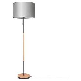 Paco Home Stehlampe "EKO CANVAS UNI COLOR", grau (grau naur antrzit), &Oslash; 45,5cm H: 157cm, Leuchten, Stoffschirm Wohnzimmer Skandi Standleuchte E27 Einfarbig Stofflampe, Stehlampe