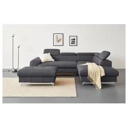 Ecksofa COTTA "Chef L-Form", braun (fango), B:257cm H:72cm T:206cm, Luxus-Microfaser (100% Polyester);Kunstleder Softlux;Leder Advantage (abgedecktes Spalt-Rindsleder), R&uuml;ckseite mit schwarzem Spannstoff bezogen;NaturLEDER (echtes Rindsleder), R&uuml;ckseite mit schwarzem Spannstoff bezogen, Sofas, Ecksofa, mit Kopfteilverstellung, edle Metallkufen, wahlweise mit Bettfunktion