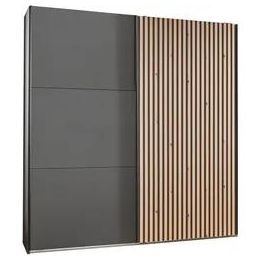 Schwebet&uuml;renschrank wimex "Ancona by fresh to go", schwarz (graphit, akustikpaneel optik artisan eiche nachbildung), B:200cm H:216cm T:65cm, Holzwerkstoff, Schr&auml;nke, Schwebet&uuml;renschrank, mit Akustiklamellen Optik in 3D