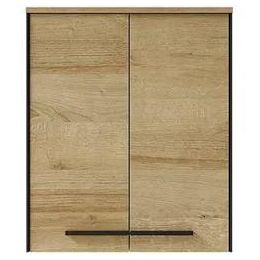 H&auml;ngeschrank SAPHIR "Quickset 395 Badschrank 60,4 cm breit mit 2 T&uuml;ren und 2 Einlegeb&ouml;den", braun (riviera eiche quer nb), B:60cm H:72cm T:33cm, Schr&auml;nke, H&auml;ngeschrank, Badezimmer-H&auml;ngeschrank inkl. T&uuml;rd&auml;mpfer, Griffe in Schwarz