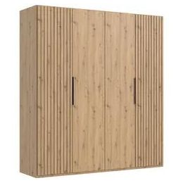 Dreht&uuml;renschrank wimex "Andorra by fresh to go", braun (artisan eiche nachbildung, akustikpaneel optik artisan eiche nachbildung), B:200cm H:216cm T:58cm, Holzwerkstoff, Schr&auml;nke, Dreht&uuml;renschrank, Mit 3D-Leisten f&uuml;r Akustikpaneel-Optik