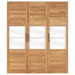 Kleiderschrank Home Affaire "Chamara", beige (natur), B:185cm H:218cm T:65cm, Schr&auml;nke, Kleiderschrank, aus massivem Eichenholz, in unterschiedlichen Breiten, H&ouml;he 218 cm