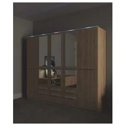 Kleiderschrank Priess "Schrank Garderobe W&auml;scheschrank Barcelona in 5 Breiten", braun (eichefarben artisan), B:230cm H:193cm T:54cm, Holzwerkstoff, Schr&auml;nke, Kleiderschrank, viel Stauraum, ger&auml;umige Schubk&auml;sten, mit Spiegel, MADE IN GERMANY