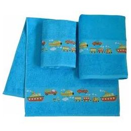Handtuch Set Dyckhoff "Auto", blau, 3 Stk., Walkfrottee, Walkfrottee, Obermaterial: 100% Baumwolle, Handtuch-Sets, Auto Motiven; 2 Handt&uuml;cher (50x100cm), 1 Duschtuch (70x140cm)
