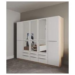 Kleiderschrank Priess "Schrank Garderobe W&auml;scheschrank Barcelona in 5 Breiten", wei&szlig; (eichefarben artisan, wei&szlig;), B:230cm H:193cm T:54cm, Holzwerkstoff, Schr&auml;nke, Kleiderschrank, viel Stauraum, ger&auml;umige Schubk&auml;sten, mit Spiegel, MADE IN GERMANY