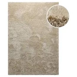 Hochflor-Teppich HOMIE LIVING "Matteo HL-0961", braun (braun, beige), B:133cm H:50mm L:200cm, Polyester, Teppiche, 100% recyceltem PET, Langflor, Shaggy, Wohnzimmer
