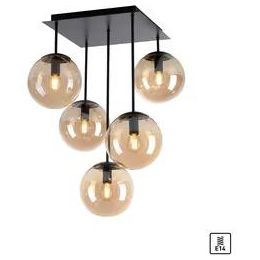 OTTO HOME Deckenleuchte "Nellin", schwarz (schwarz, glas amberfarben), 5, &Oslash; 16cm H: 58,5cm, Leuchten, Deckenlampe mit gro&szlig;en Glaskugeln, amberfarben oder opal matt wei&szlig;, LED Deckenleuchte