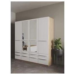 Kleiderschrank Priess "Schrank Garderobe W&auml;scheschrank Barcelona in 5 Breiten", wei&szlig; (eichefarben artisan, wei&szlig;), B:185cm H:193cm T:54cm, Holzwerkstoff, Schr&auml;nke, Kleiderschrank, viel Stauraum, ger&auml;umige Schubk&auml;sten, mit Spiegel, MADE IN GERMANY