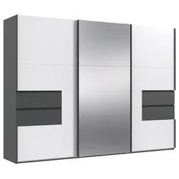 Schwebet&uuml;renschrank wimex "Palermo by fresh to go", wei&szlig; (front wei&szlig;, korpus und absetzung graphit), B:300cm H:216cm T:65cm, Holzwerkstoff, Schr&auml;nke, Schwebet&uuml;renschrank, integrierte Schubladen in der Front mit Soft-close-Funktion, Topseller