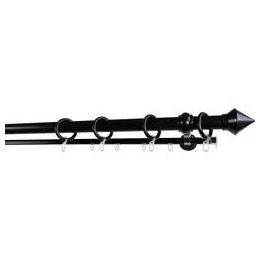 Gardinenstange Garesa "Palmi", schwarz, L:400cm &Oslash;:28mm, Holzwerkstoff, Kunststoff, Gardinenstangen, Vorhanggarnitur, Kunststoff, verl&auml;ngerbar, mit Ringe/2 Lauf Gleiter