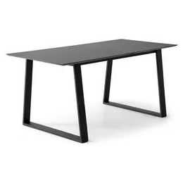 Esstisch HAMMEL FURNITURE "Meza Designtisch mit Auszugsfunktion und 2 Einlegeplatten", schwarz (schwarz, schwarz, schwarz), B:165cm H:73,5cm, Tischplatte: Schwarzes nanobehandeltes Fenix-Laminat (schwarzer Rand), Gestell: Pulverbeschichtetes schwarzes Metall, RAL9005 matt. Mit nanobehandeltem Laminat, einer matten, seidigen Oberfl&auml;che, die Fingerabdr&uuml;cke abweist und langlebig und hygienisch ist., 