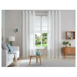 Gardine OTTO HOME "Fiete" Gr. 4, beige (natur), B:140cm H:245cm, Polyester, Gardinen, Gardine, Leinen Optik, monochrom, basic, pflegeleicht, verschiedene Gr&ouml;&szlig;en