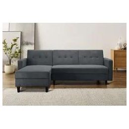 Ecksofa DOREL HOME "Hartford II", grau (anthrazit), B:213cm H:83cm T:154cm, Sofas, Ecksofa, mit Bettfunktion und Stauraum, Recamiere beidseitig montierbar