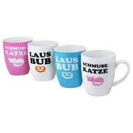 Becher RETSCH ARZBERG "Schmusekatze & Lausbub", bunt, 360ml, 4 Stk., Porzellan, Trinkgef&auml;&szlig;e, Becher, 4-teilig