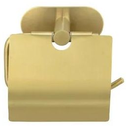 Toilettenpapierhalter Wenko "Turbo-Loc", gold, B:14cm H:12,5cm L:7cm, Edelstahl, Toilettenpapierhalter, mit Deckel, Befestigen ohne Bohren