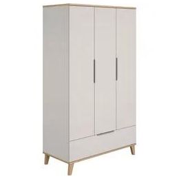 Kleiderschrank Paidi "FIENE in Grau, 3 T&uuml;ren und 1 Schublade mit Soft-Close", grau (kieselgrau, scandinavian wood), B:124cm H:209cm T:56cm, Schr&auml;nke, Kleiderschrank, inkl. Kleiderstange und Einlegeb&ouml;den, Kleiderschrank aus Holz