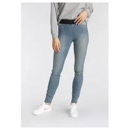 Skinny-fit-Jeans Arizona, Damen, Gr. 48, N-Gr, blau (blau used), Jeans, Obermaterial: 75% Baumwolle, 24% Polyester, 1% Elasthan, Basic, eng lang, Jeans, extra-enger Schnitt, komfortable Leibh&ouml;he, Used-Look-Waschung