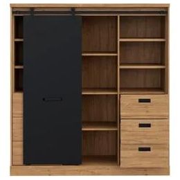 Highboard FORTE "Kaszimiro", schwarz (waterford eiche, schwarz), B:148,4cm H:160,2cm T:52cm, Spanplatte, Sideboards, Highboard