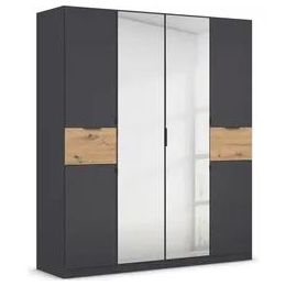 Dreht&uuml;renschrank Rauch "Kleiderschrank Schrank Garderobe W&auml;scheschrank TICAO", grau (graumetallic, eiche artisan), B:181cm H:210cm T:54cm, Holzwerkstoff, Schr&auml;nke, Dreht&uuml;renschrank, mit 2 ger&auml;umigen Schubladen, viel Stauraum MADE IN GERMANY