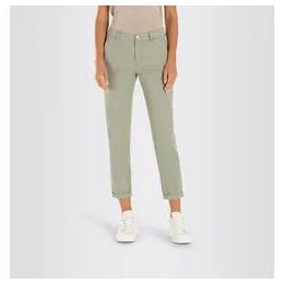 Chinohose MAC "CHINO turn up", Damen, Gr. 42, N-Gr, grau (dried rosmary), Web, Obermaterial: 96% Baumwolle, 4% Elasthan, unifarben, slim fit kn&ouml;chelfrei, Hosen Chinohose, mit dezentem Glanz, elegant und sportiv zugleich