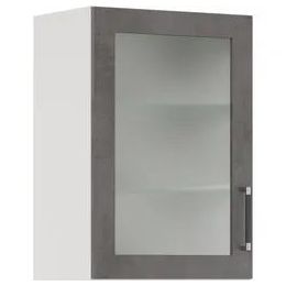 Glash&auml;ngeschrank IMPULS K&Uuml;CHEN "Prag", Breite 50 cm", grau (beton, optik schiefer dunkelgrau), B:50cm H:72,3cm T:34,2cm, Dekorfolie, Glas, Holzwerkstoff, Schr&auml;nke, Glash&auml;ngeschrank, mit Glasdreht&uuml;r