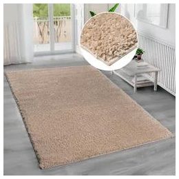 Hochflor-Teppich Bruno Banani "Shaggy Soft" Gr. 5, beige (sand), B:200cm H:30mm L:200cm, Kunstfaser, Teppiche, gewebt, Uni Farben, besonders weich und kuschelig, Kundenliebling