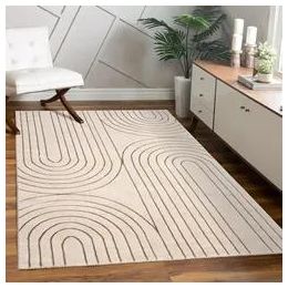 Teppich Paco Home "Tuana 215", beige (creme), B:240cm H:15mm L:340cm, Polypropylen (PP), Teppiche, Teppich, Kurzflor, Regenbogen, Hoch-Tief Struktur, Scandi-Look