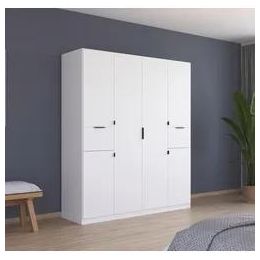 Dreht&uuml;renschrank Rauch "Kleiderschrank Schrank Garderobe W&auml;scheschrank TICAO", wei&szlig; (alpinwei&szlig;), B:181cm H:210cm T:54cm, Holzwerkstoff, Schr&auml;nke, Dreht&uuml;renschrank, mit 2 ger&auml;umigen Schubladen, viel Stauraum MADE IN GERMANY