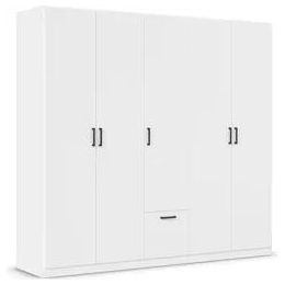 Dreht&uuml;renschrank Rauch "Kleiderschrank Schrank Garderobe W&auml;scheschrank BARI", wei&szlig; (alpinwei&szlig;), B:225cm H:210cm T:54cm, Holzwerkstoff, Schr&auml;nke, Dreht&uuml;renschrank, mit Schubasten mittig, moderner Griff in Graumetallic MADE IN GERMANY