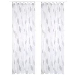 Vorhang Home Wohnideen "PAOLO" Gr. 1, grau (stein), B:140cm H:145cm, Voile, Polyester, Gardinen, 2er Pack Schlaufenschal PAOLO bedruckt