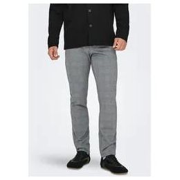 Only & Sons Chinos ONLY & SONS "ONSMARK SLIM CHECK PANTS 9887 NOOS", Herren, Gr. 28, L&auml;nge 30, grau (limestone), Web, Obermaterial: 64% Viskose, 31% Polyester, 5% Elasthan, kariert, schmal normal, Hosen