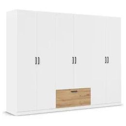 Dreht&uuml;renschrank Rauch "Kleiderschrank Schrank Garderobe W&auml;scheschrank BARI", wei&szlig; (alpinwei&szlig;, eiche artisan), B:270cm H:210cm T:54cm, Holzwerkstoff, Schr&auml;nke, Dreht&uuml;renschrank, mit Schubasten mittig, moderner Griff in Graumetallic MADE IN GERMANY