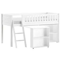 Spielbett Vipack, wei&szlig;, B:134,7cm H:114cm L:206,7cm, Das Bett ist Kiefer massiv;Die Beim&ouml;bel MDF, Betten, mit viel Funktion auf kleinem Raum, LF 90x200 cm, Kiefer wei&szlig; lackiert