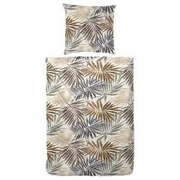 Bettw&auml;sche Primera "Mako-Satin Bettw&auml;sche Palmeral", beige, B/L: 135cm x 200cm, 1 Stk., 1 Stk., Mako-Satin, B/L: 80cm x 80cm, 2 Stk., Mako-Satin, Obermaterial: 100% Baumwolle, Bettw&auml;sche, Bettw&auml;sche, mit beruhigenden Palmenbl&auml;ttern