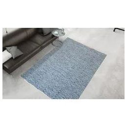 Teppich Calo-deluxe "Luba 433" Gr. 4, blau, B:160cm H:7mm L:230cm, Baumwolle, Teppiche, Teppich, reine Baumwolle, handgewebt, Wohnzimmer, Kinderzimmer