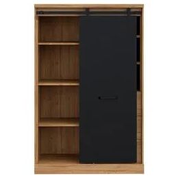Highboard FORTE "Kaszimiro", schwarz (waterford eiche, schwarz), B:103,4cm H:160,2cm T:52cm, Spanplatte, Sideboards, Highboard