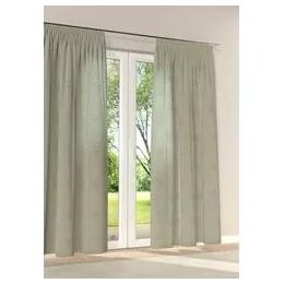 Vorhang Stickereien Plauen "Hirsch" Gr. 3, beige (creme, grau), B:130cm H:175cm, Polyester, Viskose, Gardinen