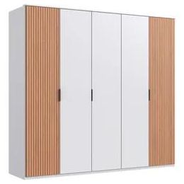 Dreht&uuml;renschrank wimex "Tunis", wei&szlig; (wei&szlig;, au&szlig;ent&uuml;ren akustiklamellen nachbildung artisan eiche nachbildung), B:225cm H:210cm T:58cm, Holzwerkstoff, Schr&auml;nke, Dreht&uuml;renschrank, inklusive Kranzleiste, T&uuml;ren in Lamellen Optik